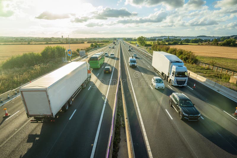 Heavy Traffic in Blurry Motion on UK Motorway in England Stock Photo ...