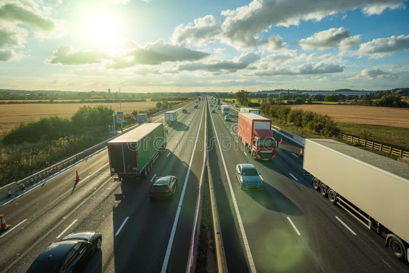 Heavy Traffic in Blurry Motion on UK Motorway in England Stock Photo ...
