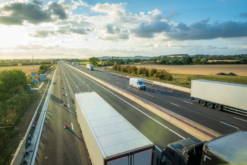 Heavy Traffic in Blurry Motion on UK Motorway in England Stock Photo ...