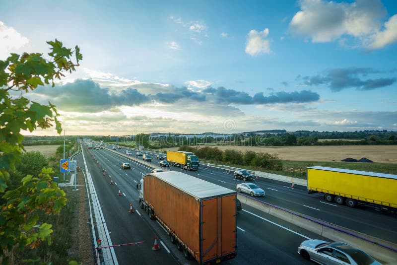 Heavy Traffic in Blurry Motion on UK Motorway in England Stock Image ...