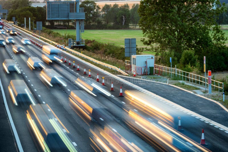 Heavy Traffic in Blurry Motion on UK Motorway in England Stock Image ...