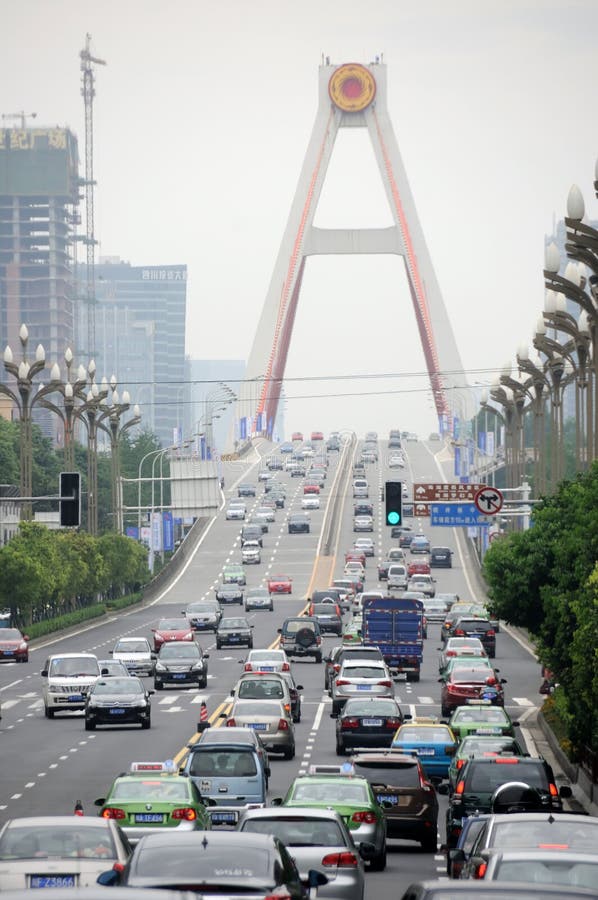 Heavy traffic in Chengdu editorial photography. Image of colorful ...