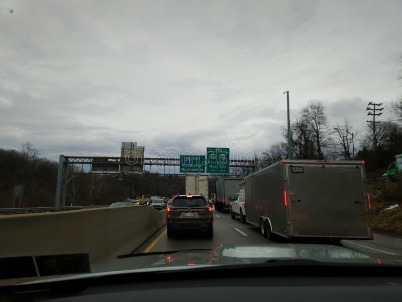 Heavy Traffic Congestion on Pittsburgh Highway during Rush Hour Commute ...