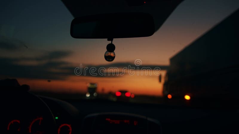 Heavy Traffic on Highway and Blurry Headlights from Inside Car Stock ...