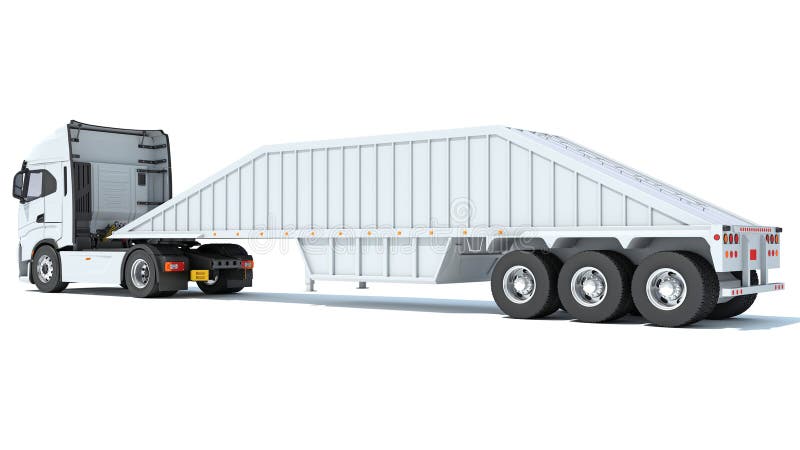 Heavy Truck with Bottom Dump Trailer 3D Rendering on White Background ...
