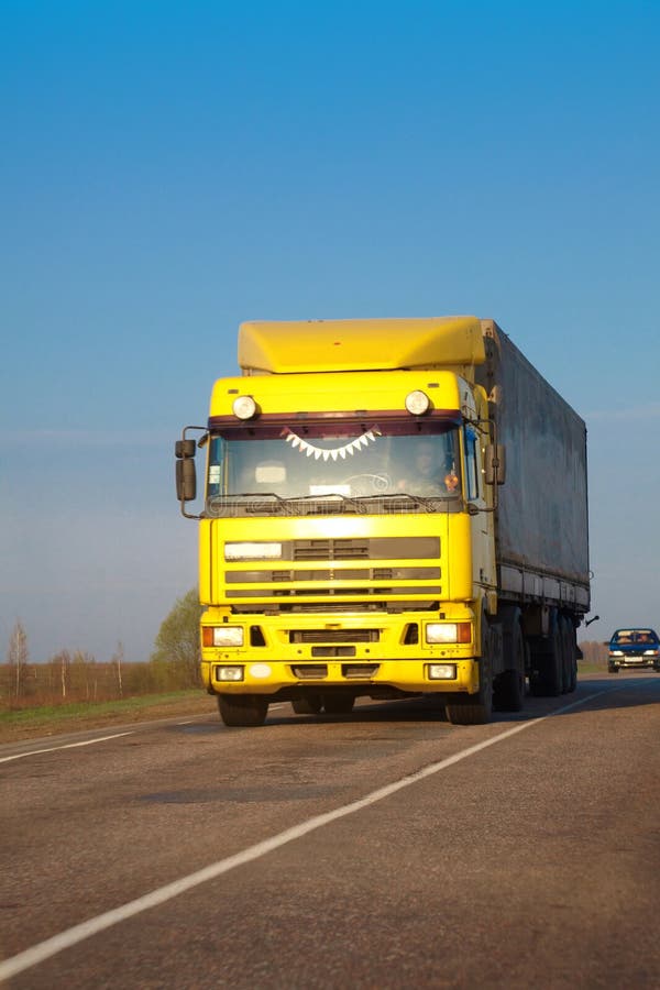 The heavy truck on highway stock image. Image of cabin - 14032095