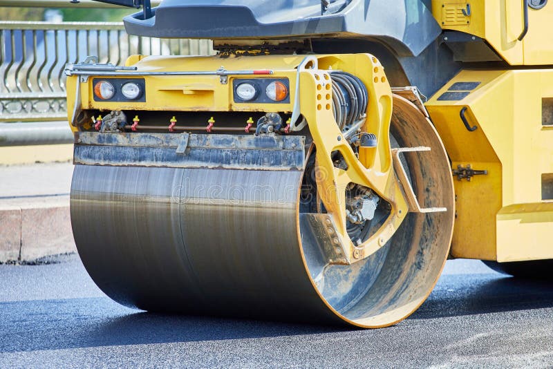 Heavy Vibratory Roller for Asphalt Work. Repair. Stock Image - Image of ...