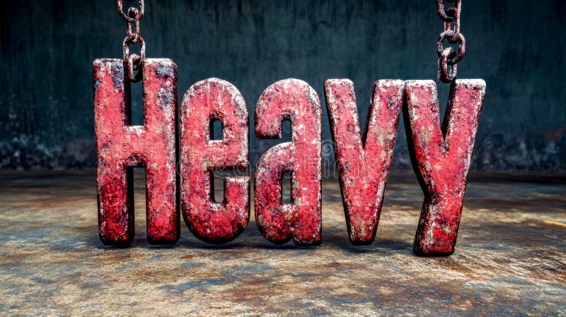 Heavy Word Hanging from Rusty Chains in Industrial Setting Stock Image ...