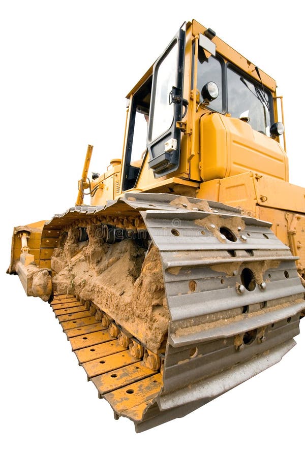 New Bulldozer side view stock image. Image of white, implement - 2238113