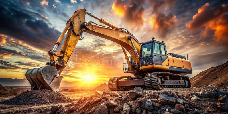 HeavyDuty Excavator Executes Precise Digging Closeup View of Powerful ...