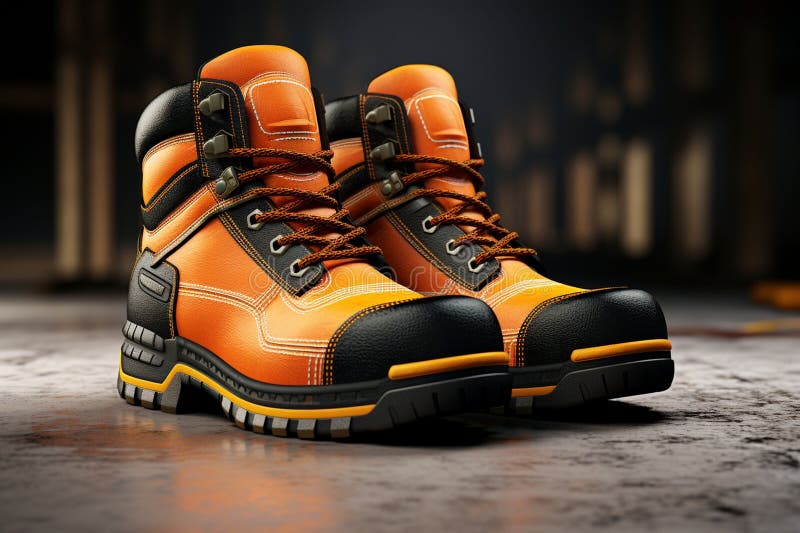 Heavyduty Work Boots with Steel Toes and Slipresis Stock Illustration ...