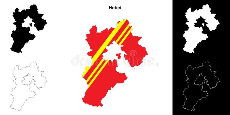 Hebei outline map stock vector. Illustration of contour - 323654909