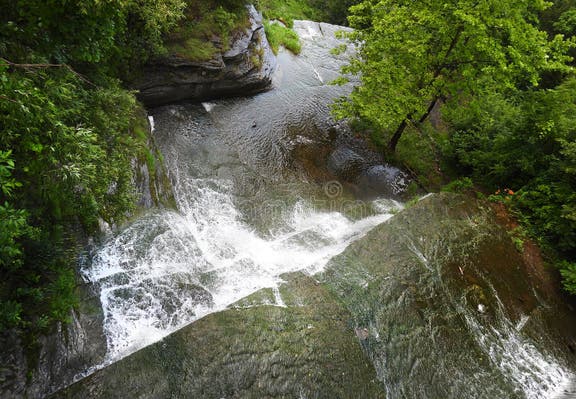 Hector Falls Lower Shale & Limestone Rock Step Tiers Off Seneca Lake ...