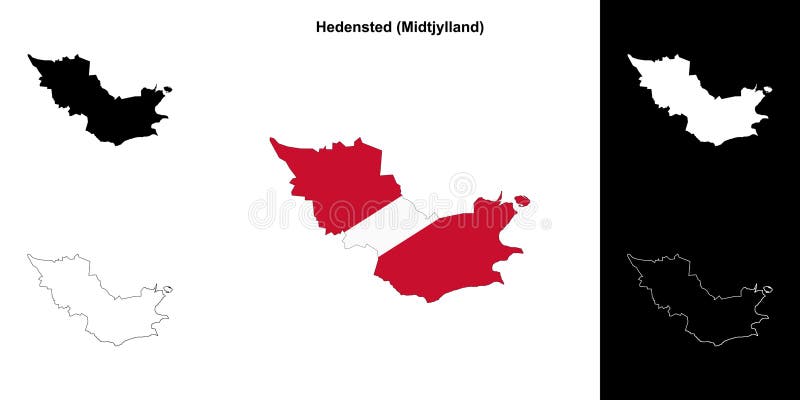 Hedensted outline map stock vector. Illustration of detailed - 334891369