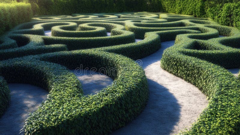 Hedge Labyrinth. Enchanted Green Maze Stock Illustration - Illustration ...