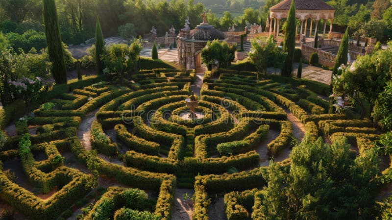Hedge Labyrinth. Enchanted Green Maze Stock Photo - Image of adventure ...