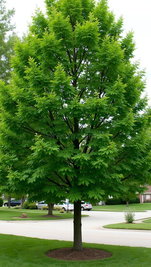 Hedge Maple Tree with Lobed Leaves Rough Gray Bark and Rounded Canopy ...