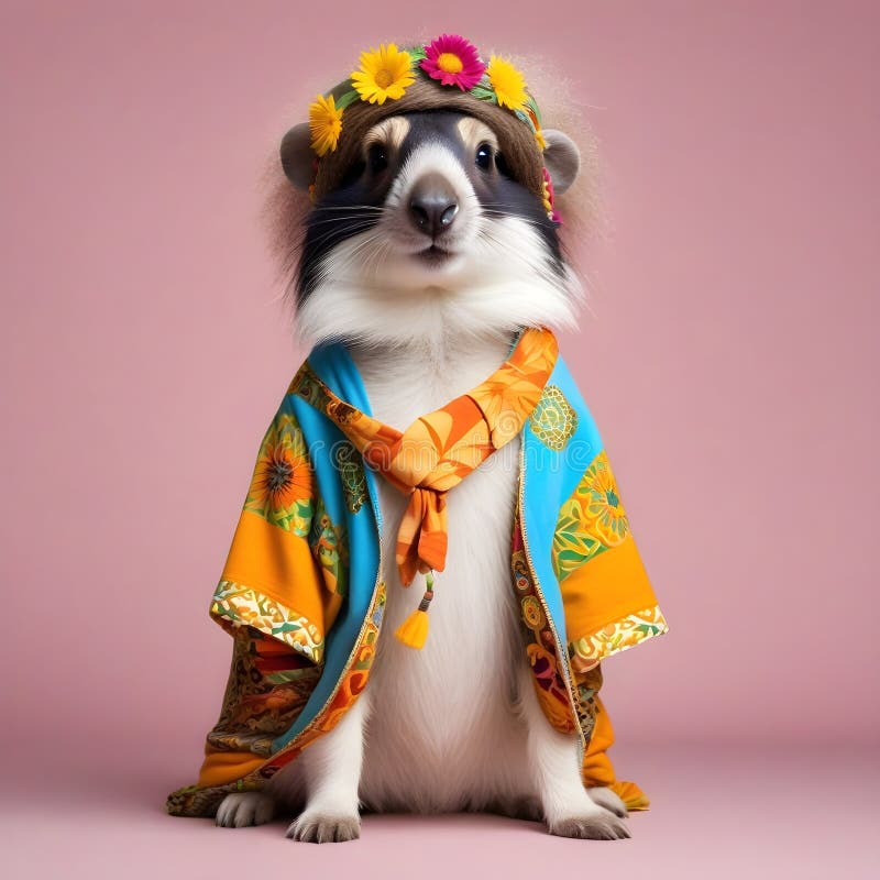 Hedgehog Dressed in Hippie Attire. the Idea of the Humanization of ...