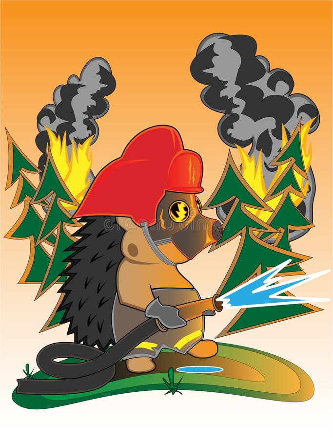 Hedgehog firefighter stock vector. Illustration of abstract - 12374257