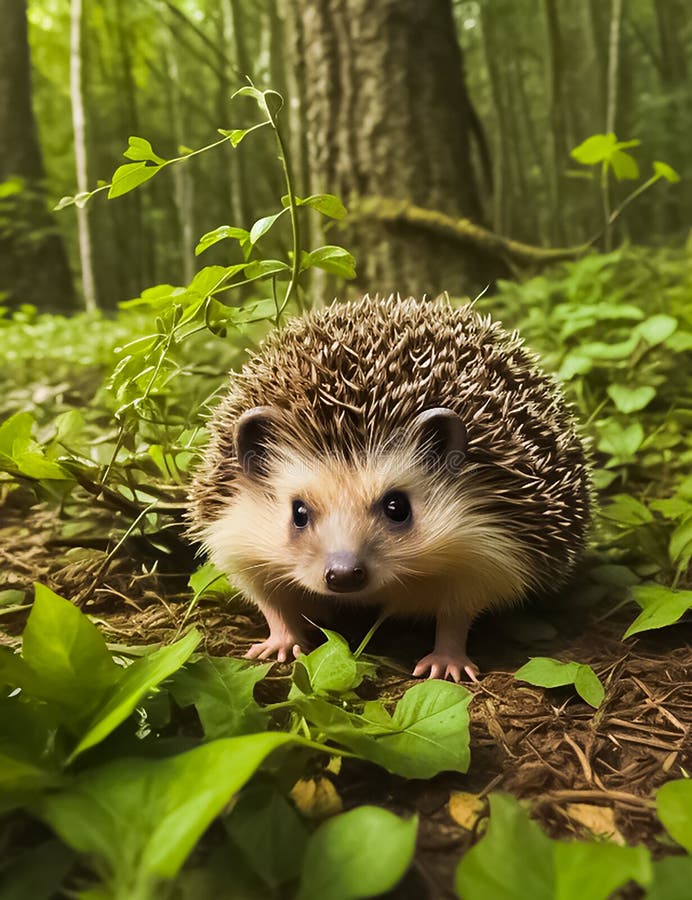 Hedgehog in the Forest Animals Stock Illustration - Illustration of ...