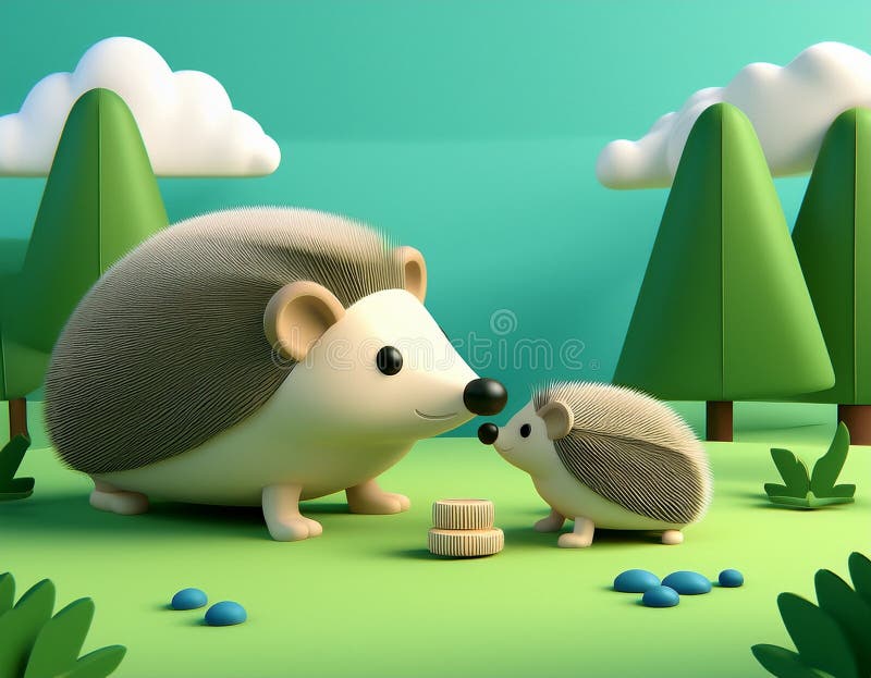 Hedgehog in garden cartoon stock photo. Image of spring - 372866172