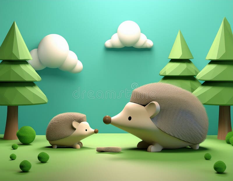 Hedgehog in garden cartoon stock photo. Image of animal - 372866184