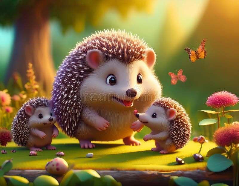 Hedgehog in garden cartoon stock image. Image of animal - 372866213