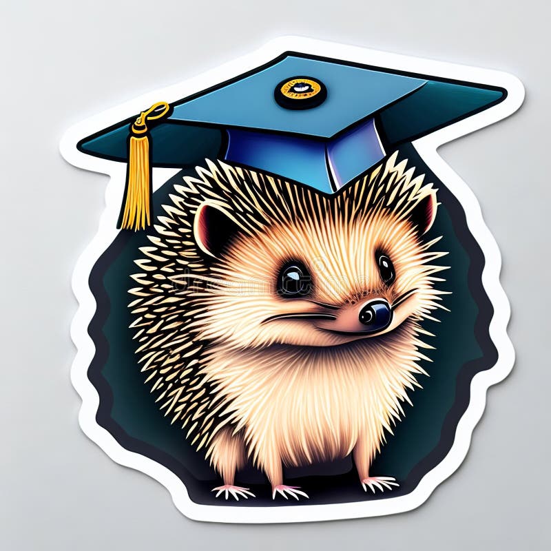 Hedgehog with Graduation Cap. Vector Illustration Stock Illustration ...