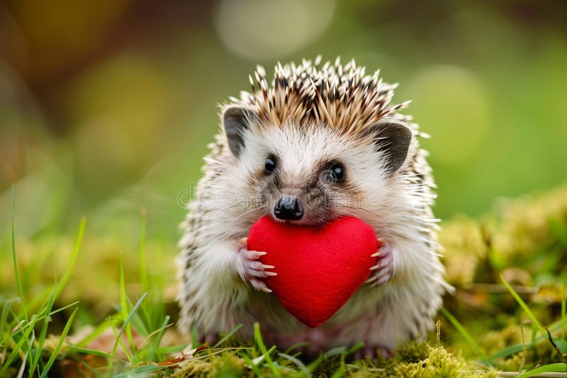 Hedgehog holding a heart stock illustration. Illustration of pets ...