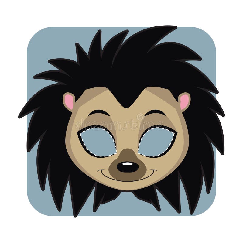 Hedgehog Mask for Festivities Stock Vector - Illustration of emotion ...