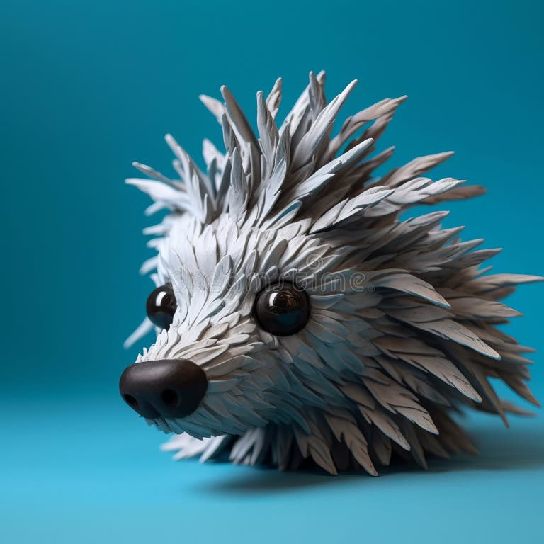 Hedgehog Paper Sculpture with Sharp Teeth and Large Eyes Stock ...