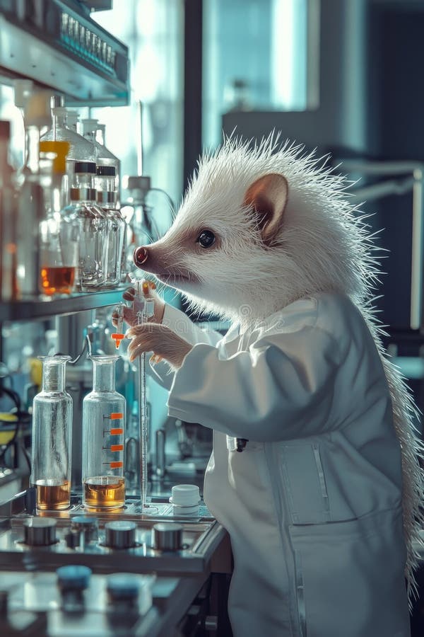 Hedgehog Scientist in Lab stock illustration. Illustration of environment - 337187777