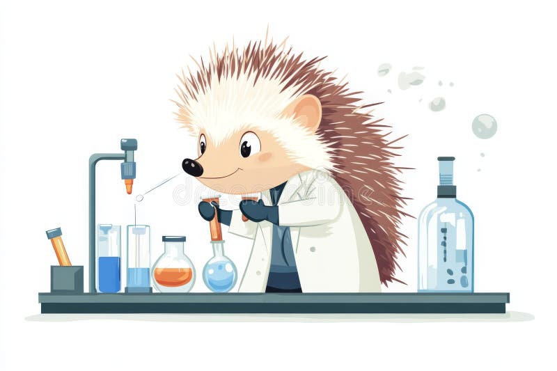 Hedgehog Scientist in Lab stock illustration. Illustration of ...