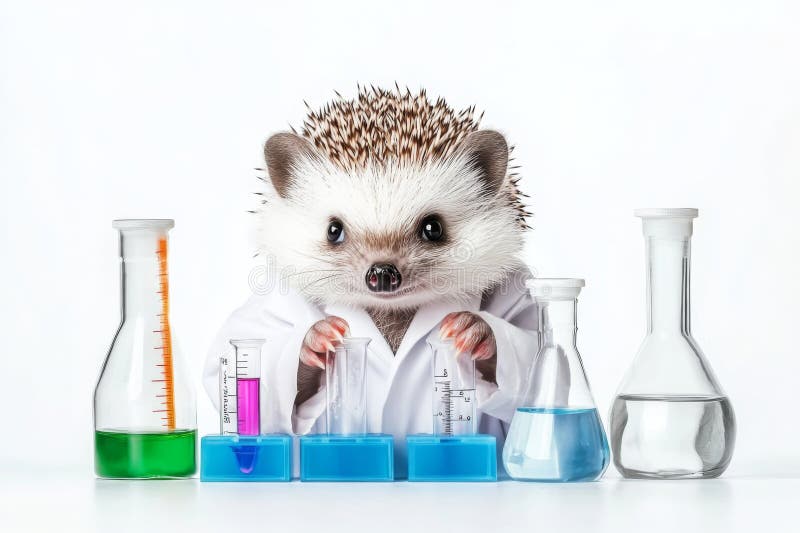 Hedgehog Scientist in Lab stock illustration. Illustration of research ...
