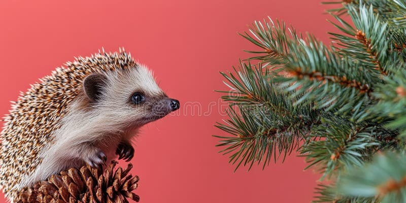 Hedgehog Sniffing Around Pine Needles Stock Illustration - Illustration ...