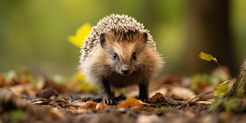 A Hedgehog Standing on the Ground Stock Illustration - Illustration of ...