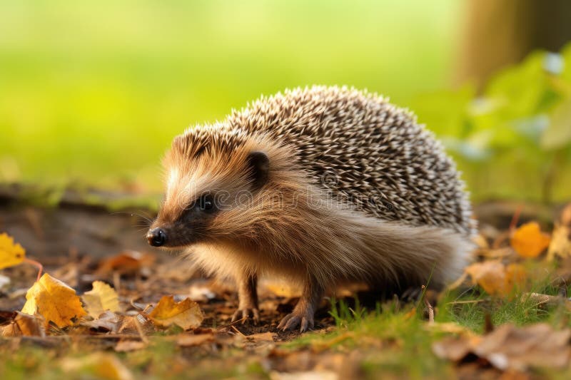 A Hedgehog Standing on the Ground Stock Illustration - Illustration of ...
