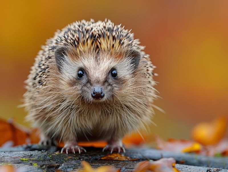 A Hedgehog is Standing on Top of Leaves Stock Image - Image of floor ...