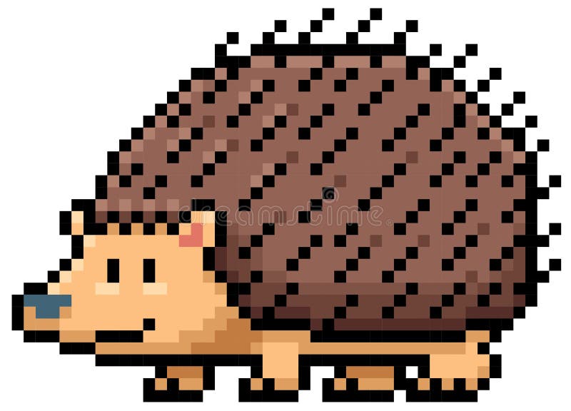 Hedgehog Pixel Art. Pixelated Small Animal with Needles on Its Body ...