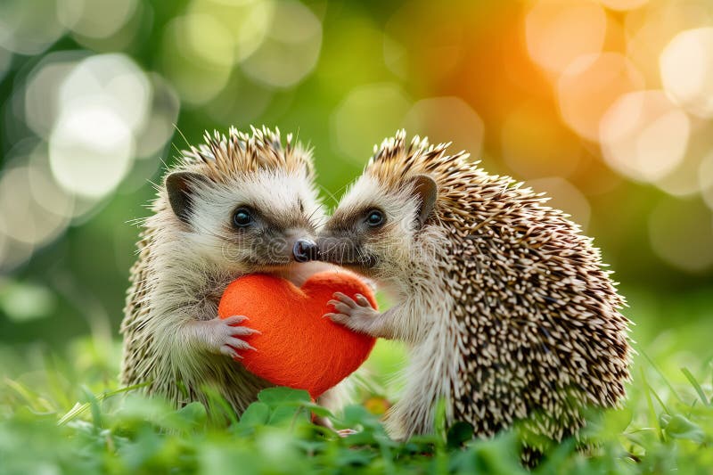 Hedgehogs hold a heart stock illustration. Illustration of normal ...