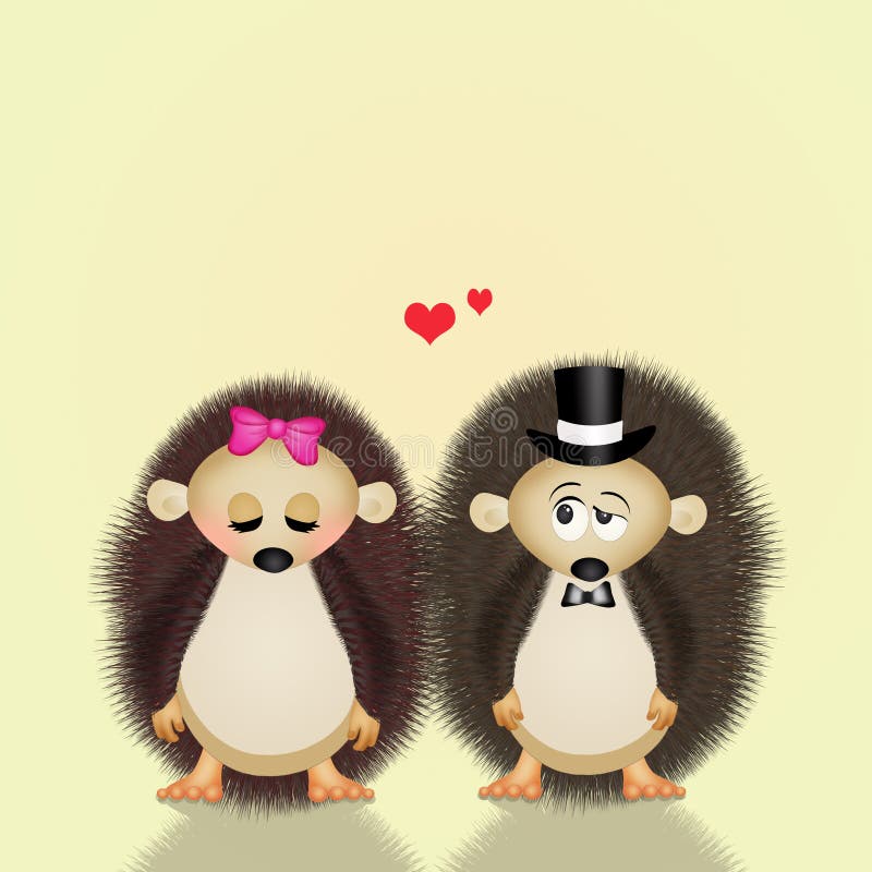 Hedgehogs in love stock illustration. Illustration of celebration ...
