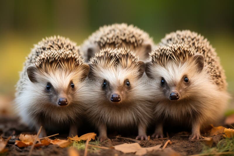 Hedgehogs in Their Cozy Gathering. Generative by Ai Stock Illustration ...