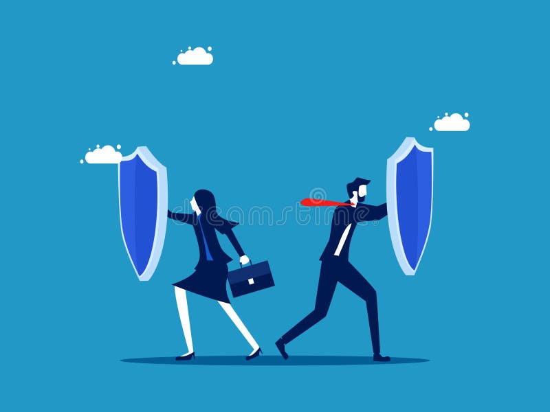 Hedging or Protection Against Threats. Business Team with Arrow Attack ...