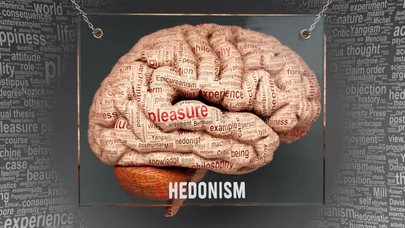 Hedonism in human brain stock illustration. Illustration of concept ...