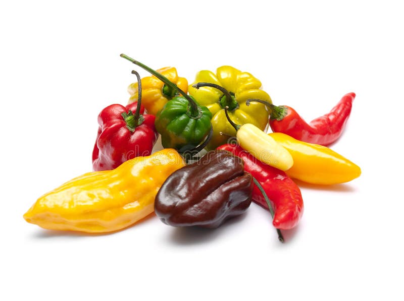 De Heetste Peper Van Spaanse Peperhabanero Op Wit Stock Afbeelding ...