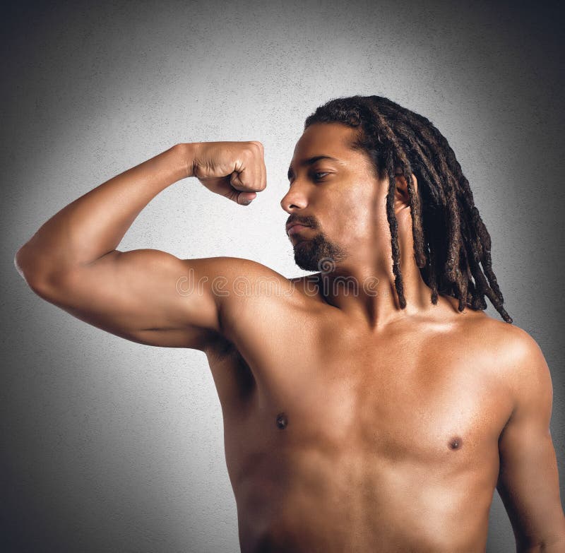 Hefty man stock image. Image of brawn, male, nude, black - 50924045