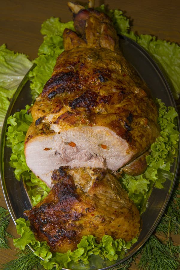 A Hefty Piece of Meat, a Leg of Pork. Stock Image - Image of baked ...