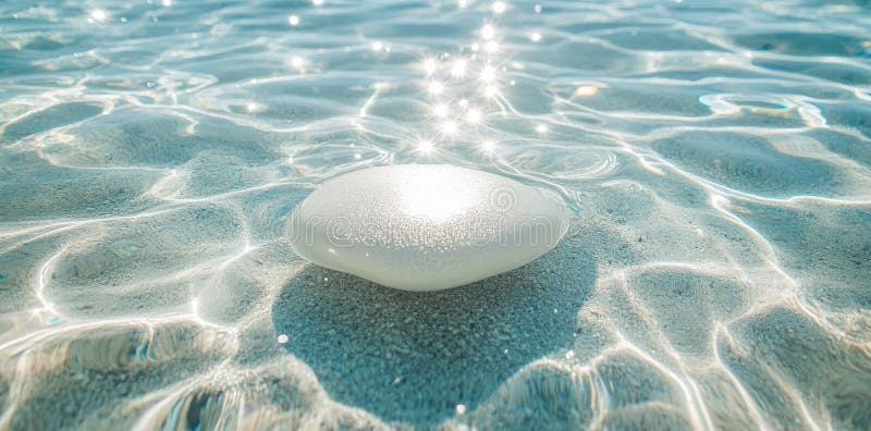 A Hefty, Smooth Stone Lies on a Bed of Sparkling Water, Sunlight ...