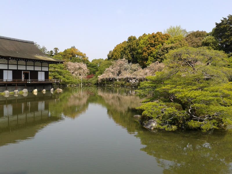Amazing Old Japanese Heian Palace Bridge in Kyoto Stock Photo - Image ...