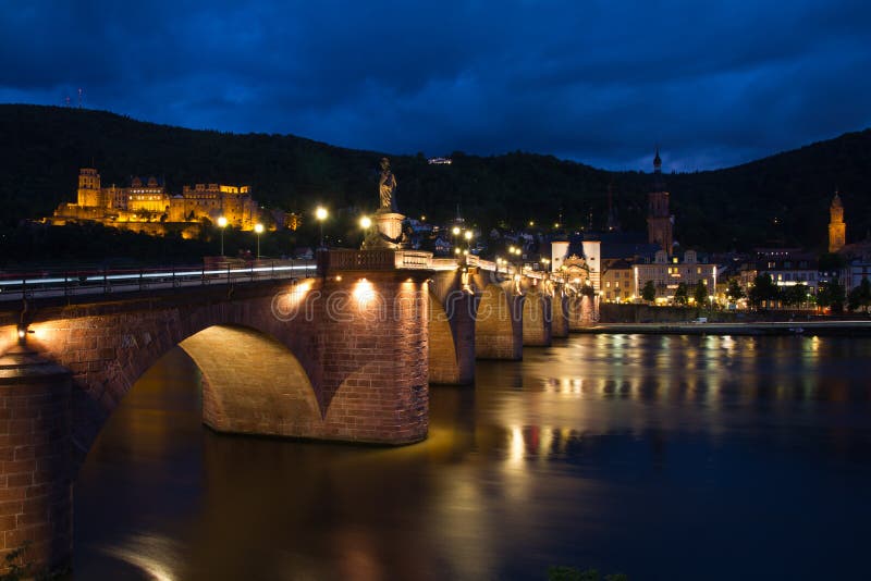 Heidelberg Castle, Germany, Night Lights. Stock Photo - Image of lights ...